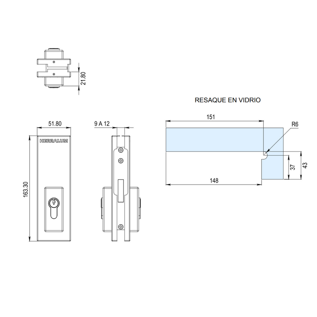 Chapa Línea Tapalpa de Alta Seguridad Para Puerta de Cristal Templado ...