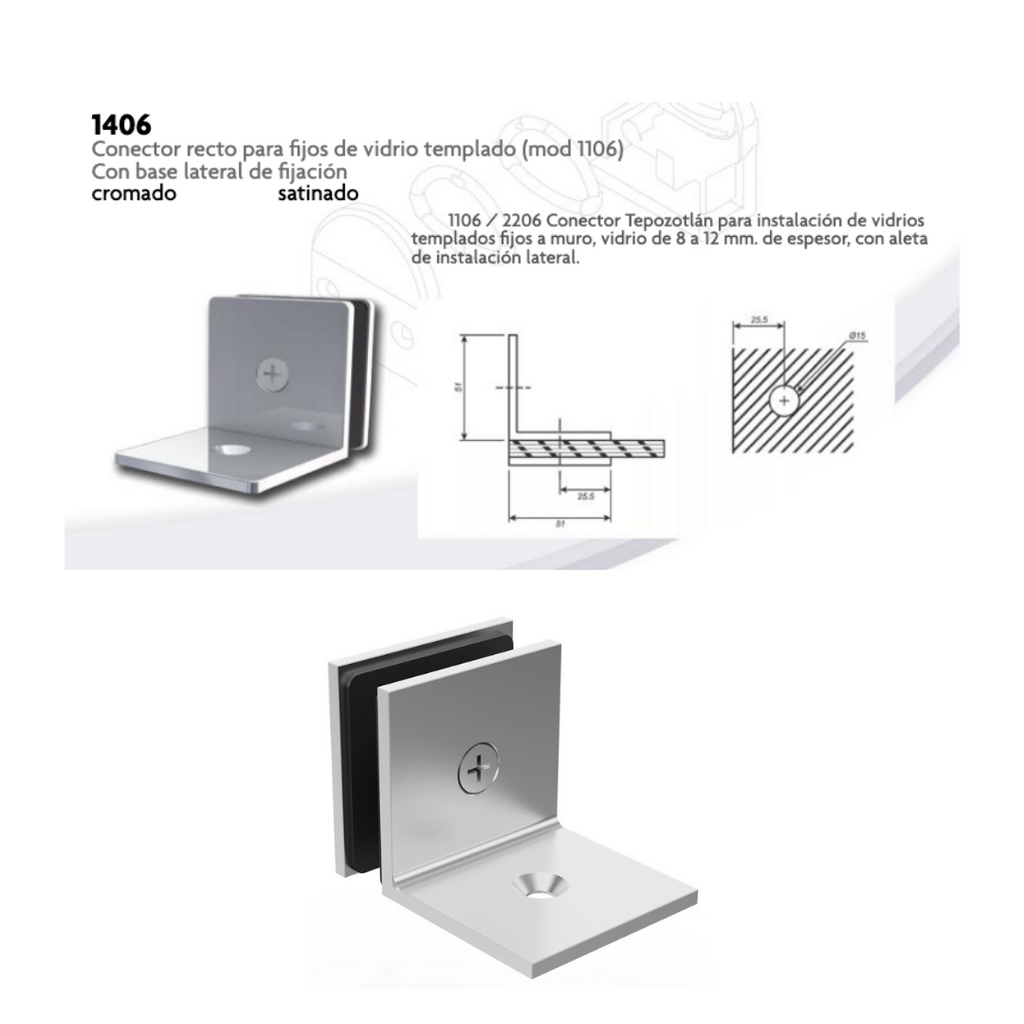 Straight Connector for Tempered Glass Fixtures with 90° Side Base SKU ...