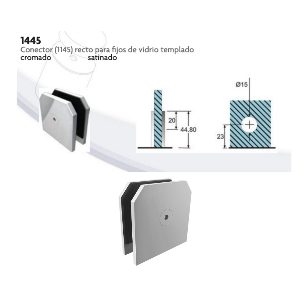 Conector Recto para Fijos de Vidrio Templado de 8 a 12mm herralum ...